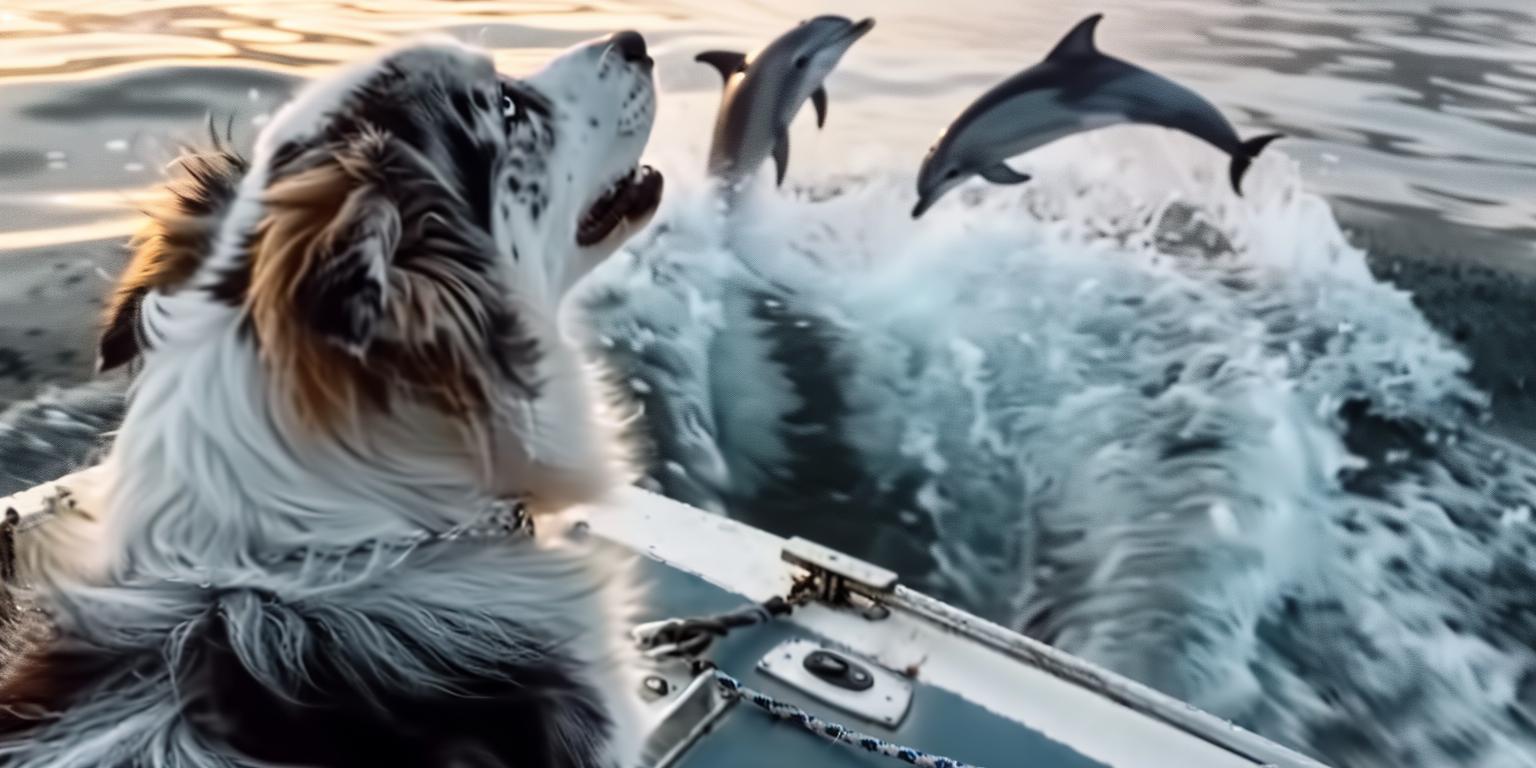 Captivating Encounter: Australian Shepherd Meets Dolphins!