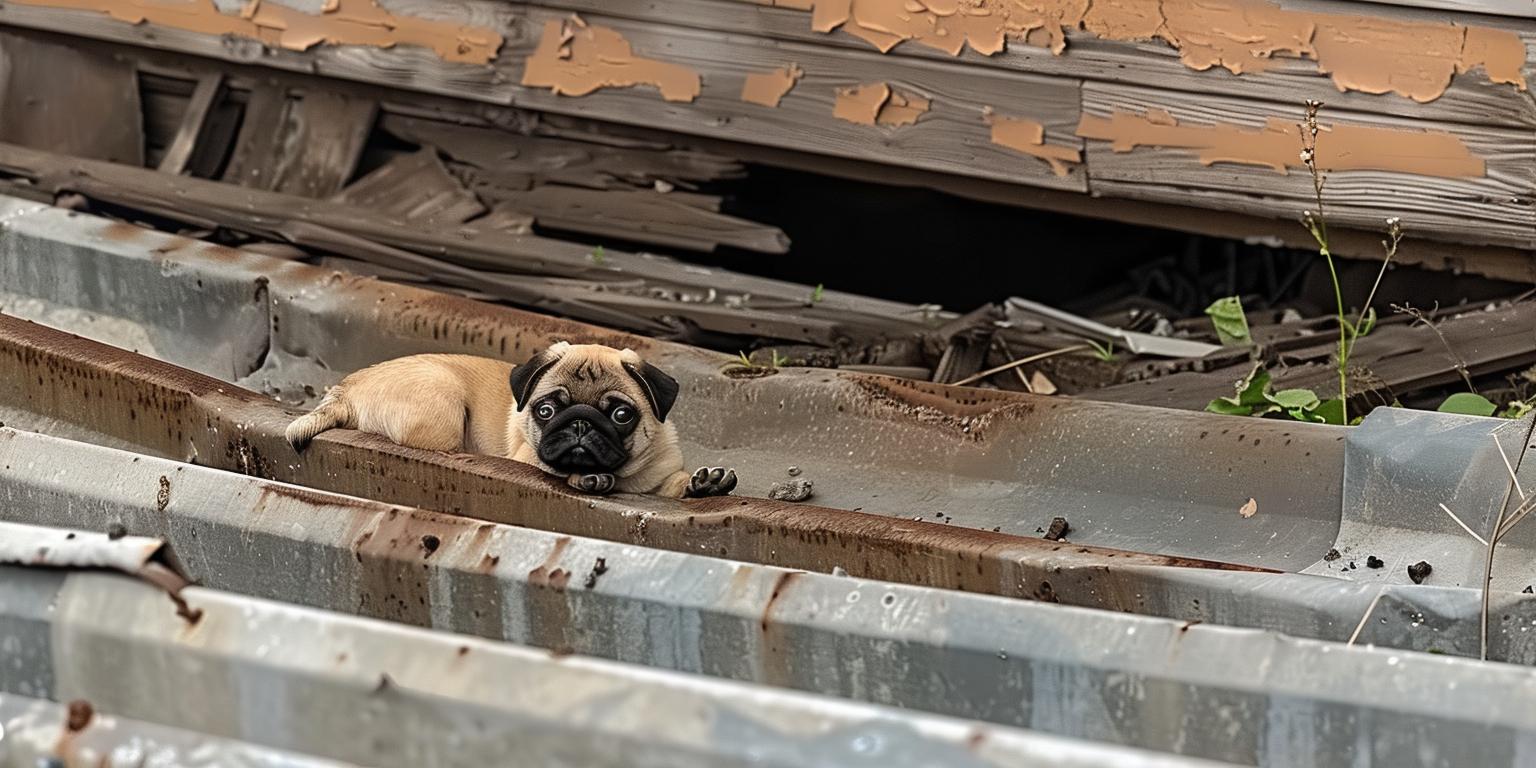 Misión de rescate: la increíble historia de un cachorro de pug en un tejado