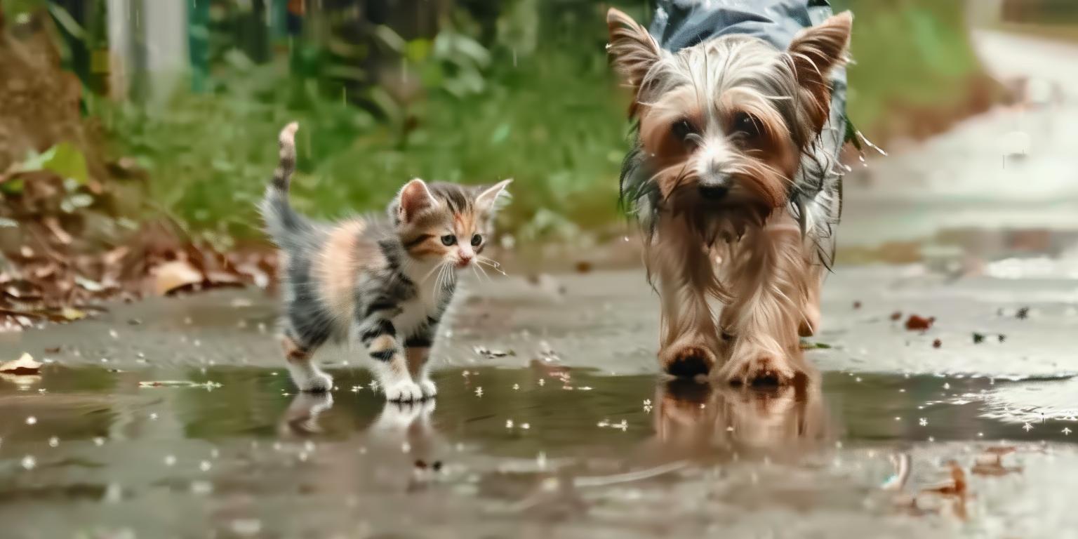 An Unlikely Friendship: Stray Kitten Follows Yorkie Home and Finds a ...